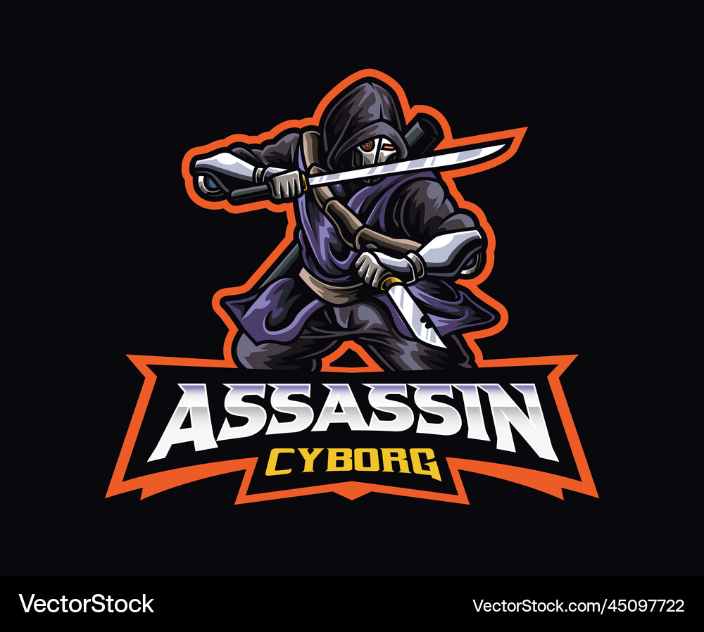 Futuristic assassin mascot logo design Royalty Free Vector