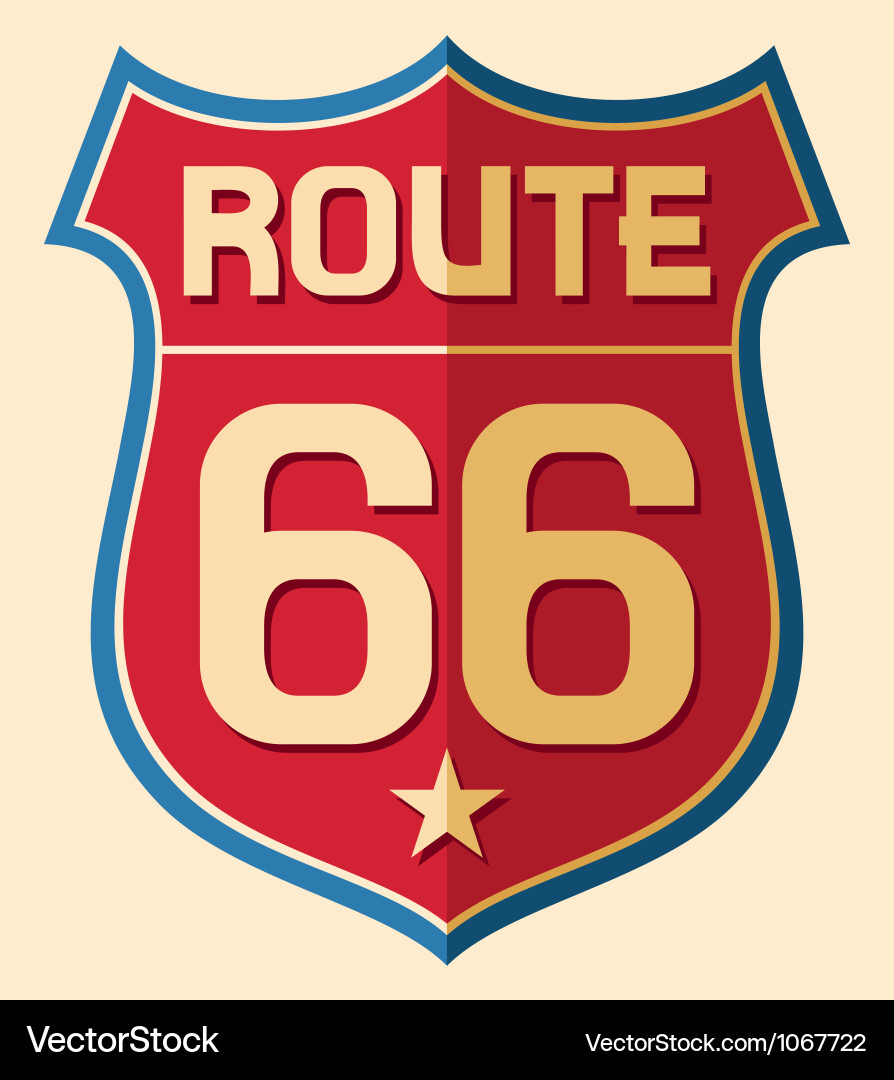 Historic route us 66 sign Royalty Free Vector Image
