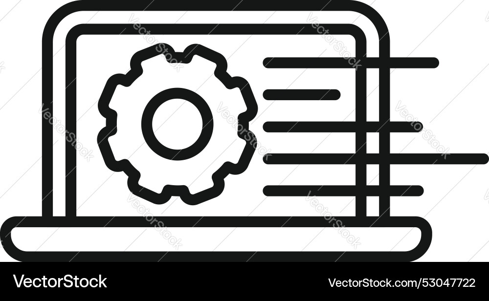 Laptop showing working processing system with Vector Image