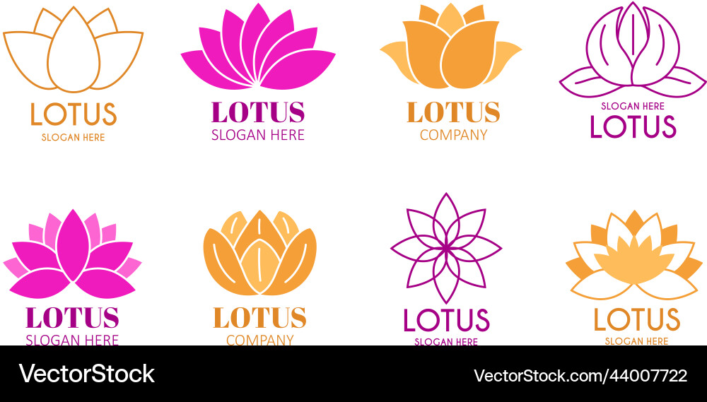 Lotus flower emblem water lily blossom label Vector Image
