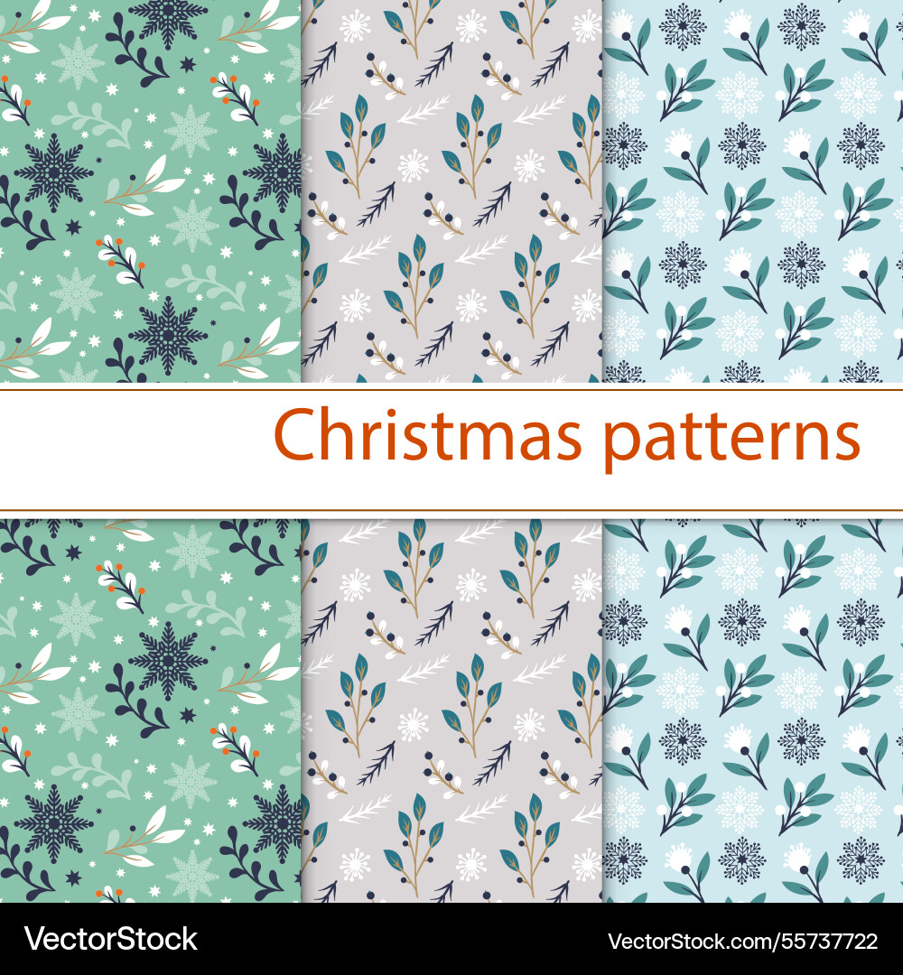 Nice christmas patterns set Royalty Free Vector Image