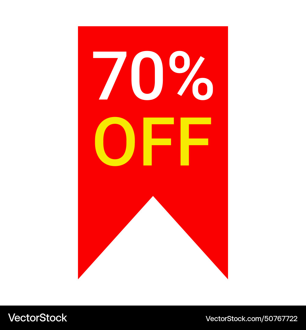 Red 70 percent discount label on white background Vector Image