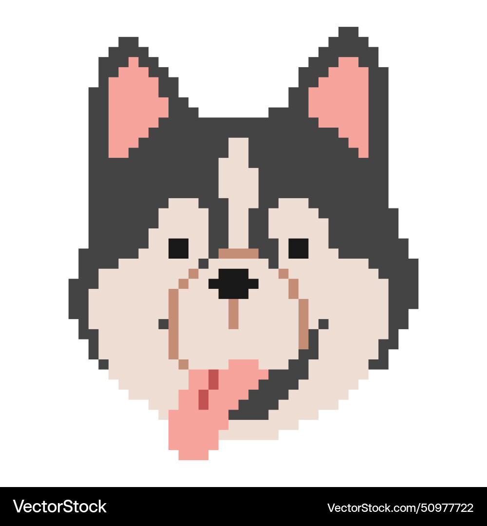 Siberian husky head pixel 1 Royalty Free Vector Image