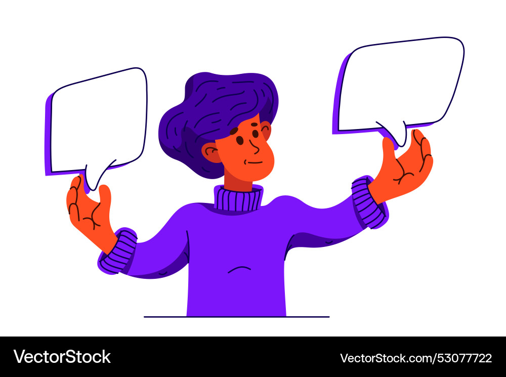 Young man choosing between two options Royalty Free Vector