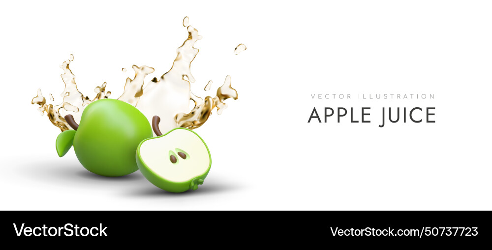 Apple juice realistic green splashes Royalty Free Vector
