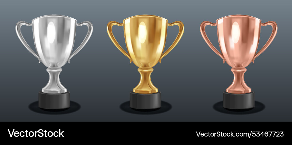 Awards trophy set in realistic style Royalty Free Vector