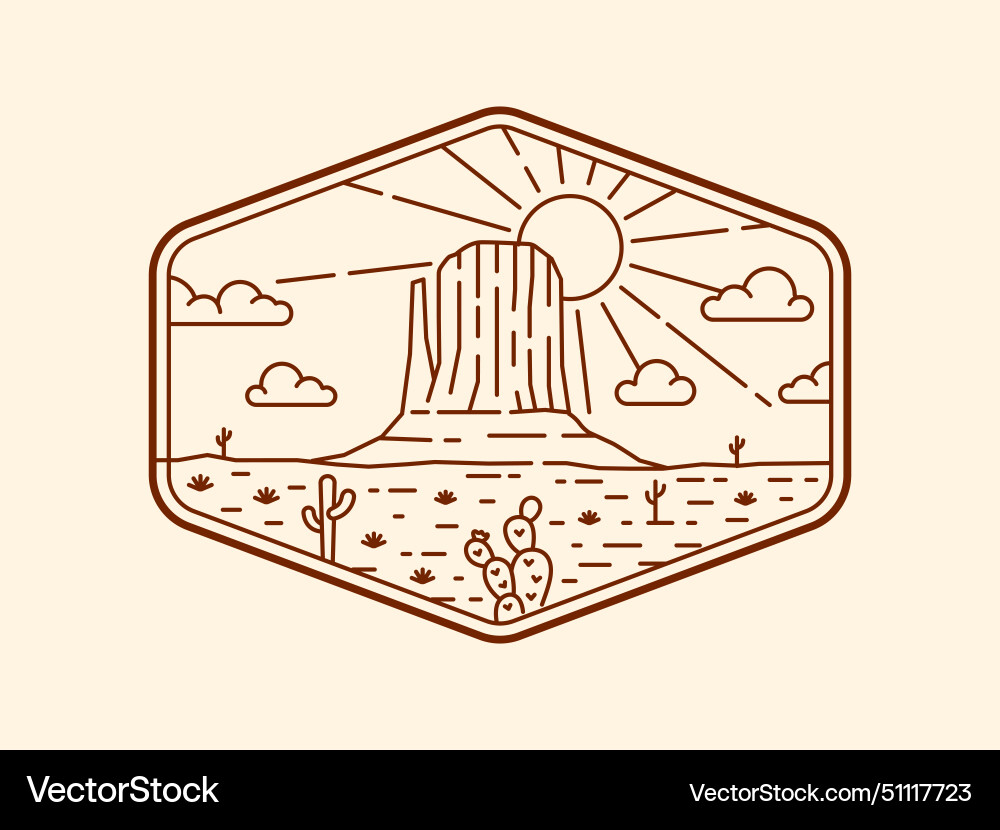 Beautiful nature line art template Royalty Free Vector Image