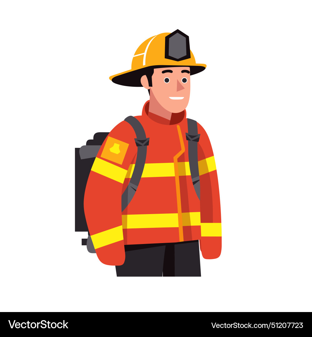Cartoon fireman ready emergency response Vector Image