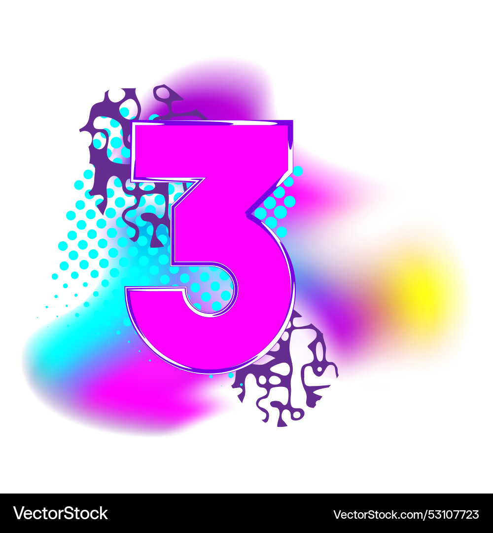 Colorful gradient halftone number 3 anniversary Vector Image