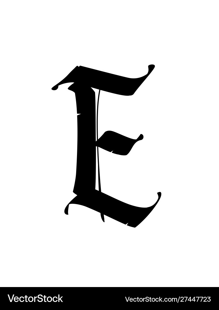 Letter e in gothic style alphabet the symbol Vector Image