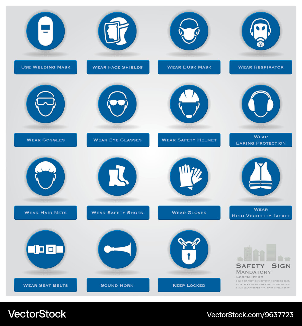 Mandatory safety sign icons set Royalty Free Vector Image