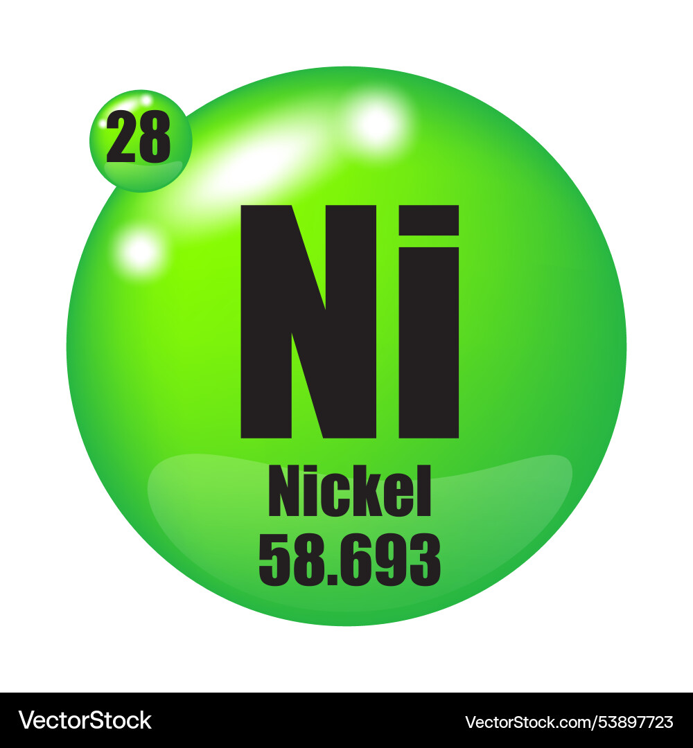 Nickel element icon ni atomic symbol Royalty Free Vector
