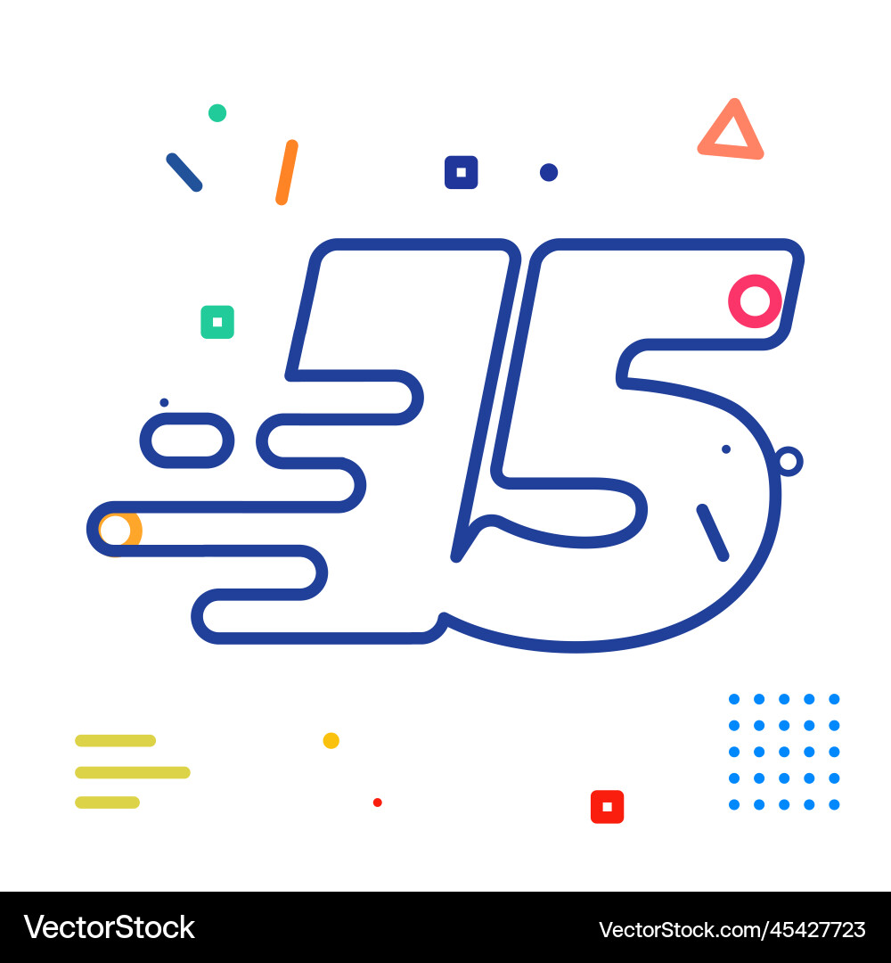 Number 15 line fast speed icon logo Royalty Free Vector