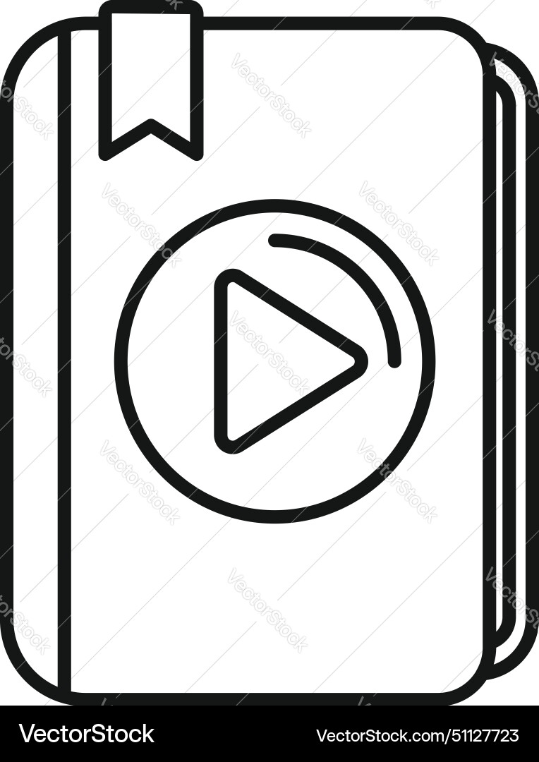 Play button on digital book icon outline Vector Image