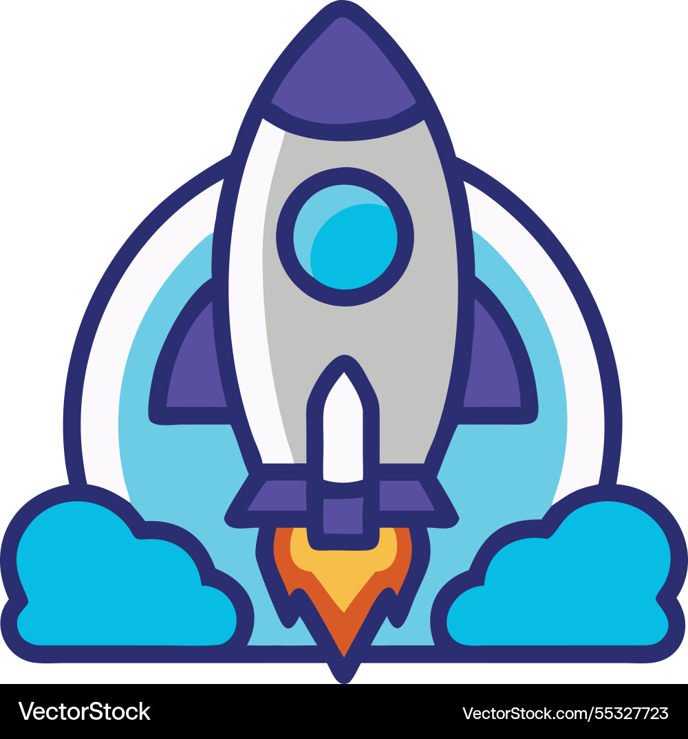 Rocket ship takeoff icon Royalty Free Vector Image