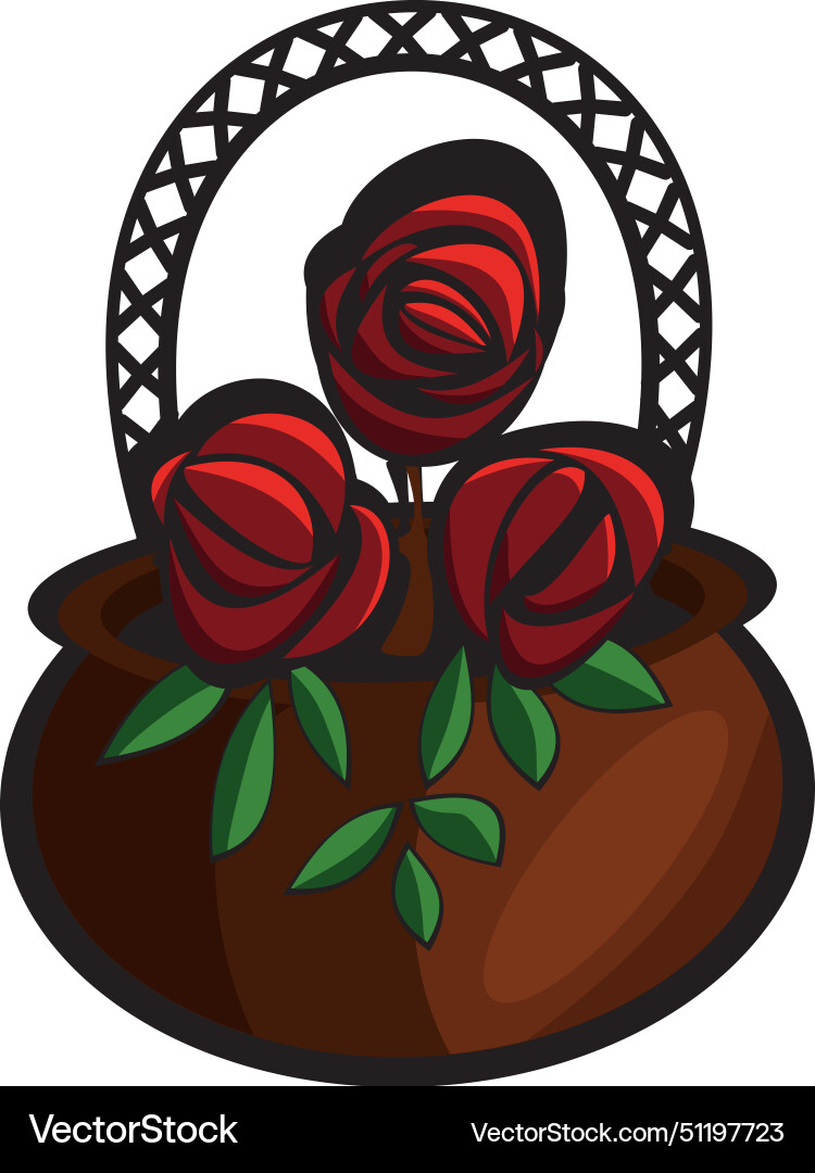 Rose flower bunch with pot Royalty Free Vector Image