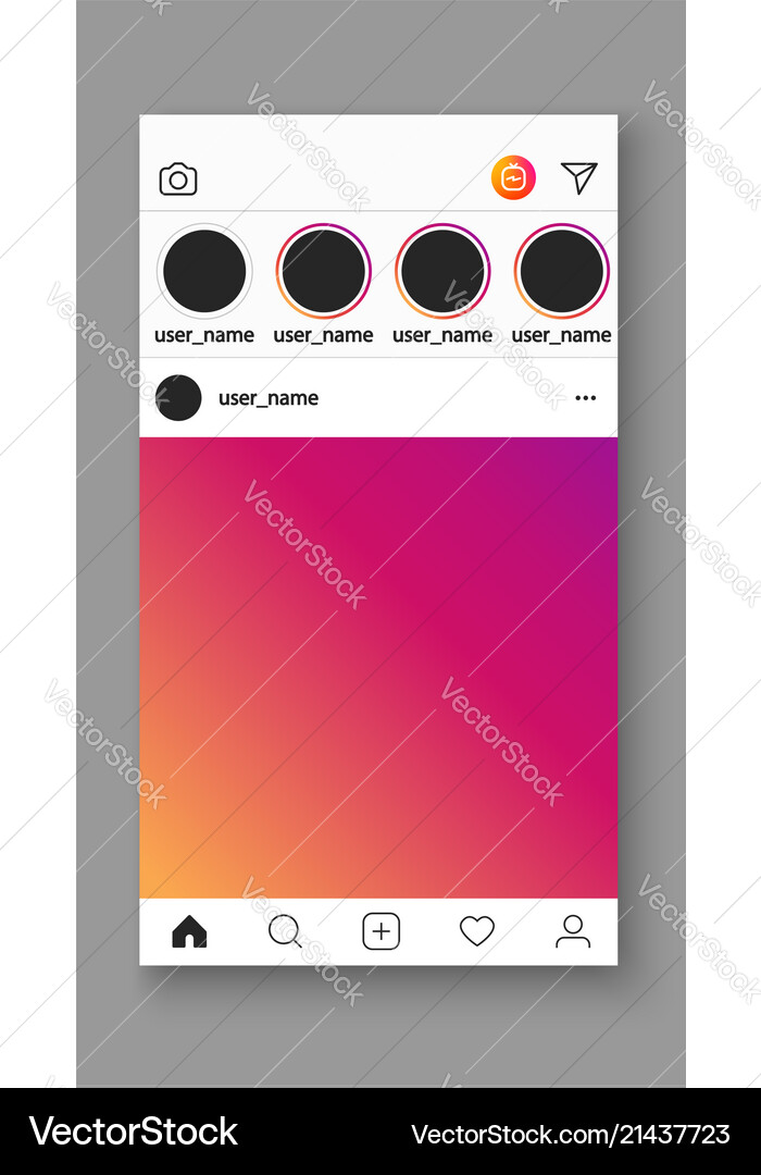 Social Media Photo Frame App UI Royalty Free Vector Image