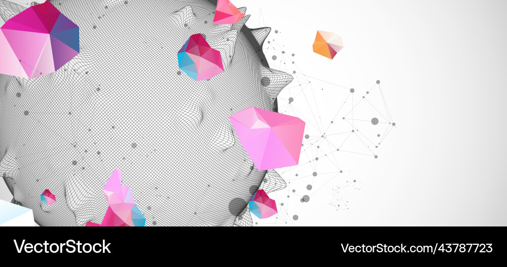 Sphere or virus theme with connected lines Vector Image