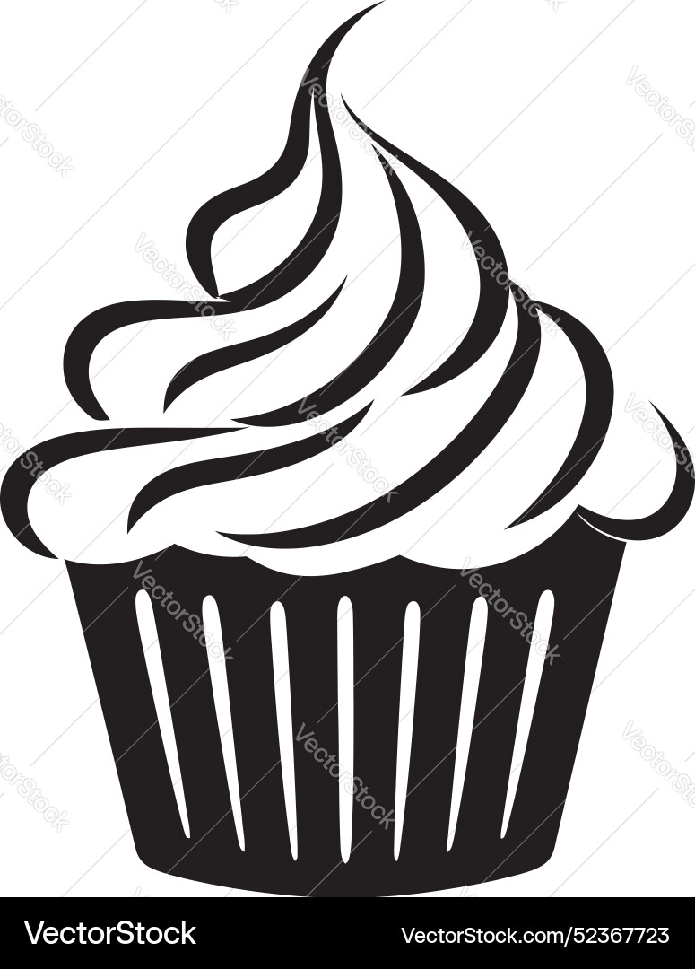 Sugar rush elegance black cupcake icon whipped Vector Image