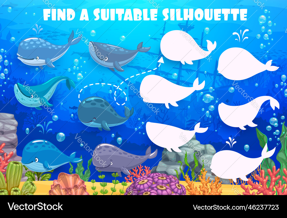 Underwater Whale Search Game Royalty Free Vector Image