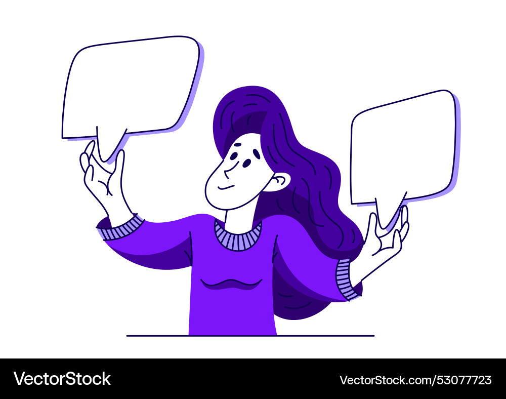 Young woman choosing between two options Vector Image