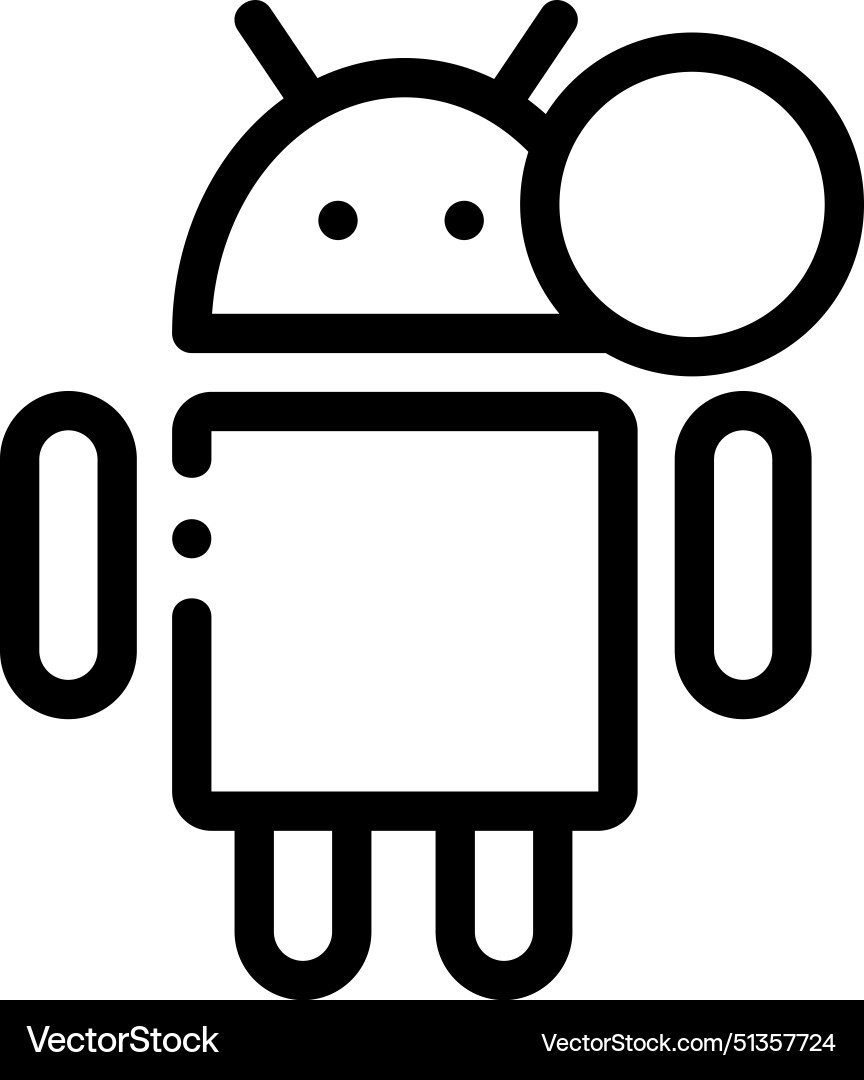 Android icon thin linear style design isolated Vector Image