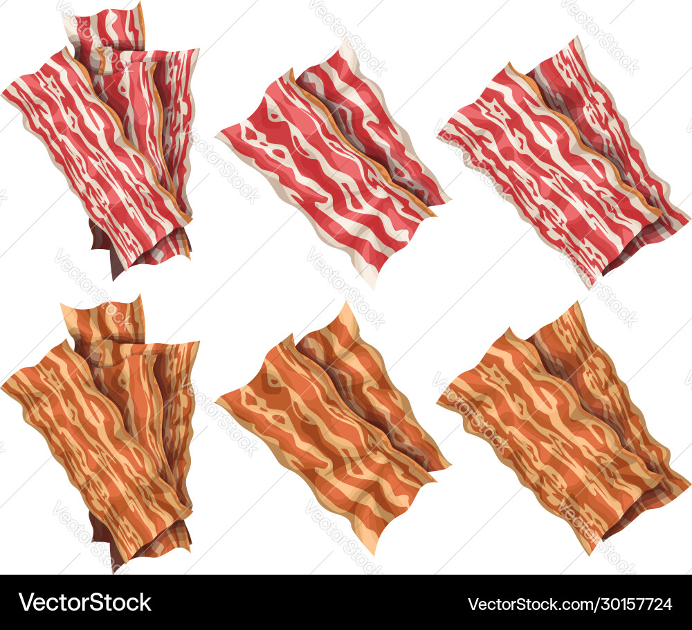 Big bacon set Royalty Free Vector Image - VectorStock