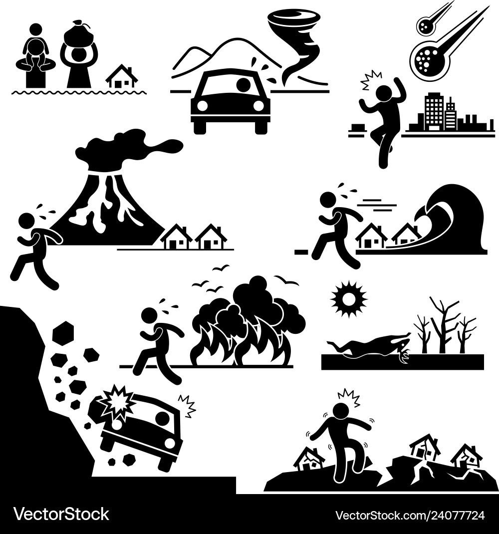 Disaster doomsday catastrophe stick figure Vector Image