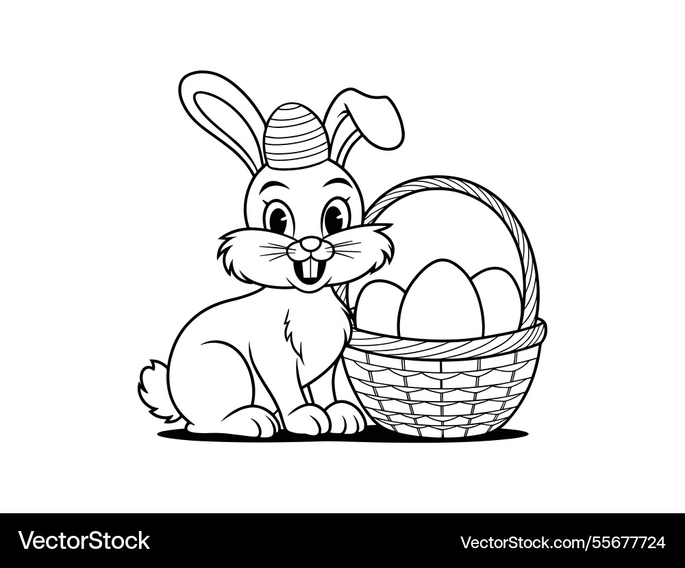 Easter bunny line art cute rabbit holding Vector Image