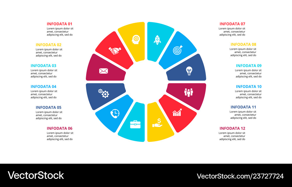 Flat circle element for infographic with 12 parts Vector Image