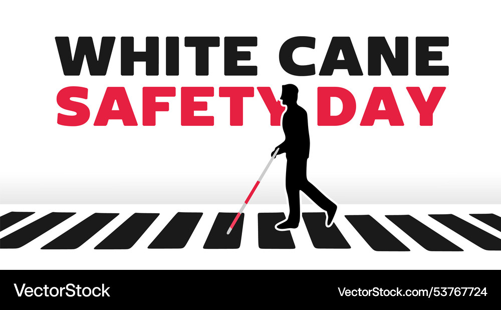 Happy white cane safety day Royalty Free Vector Image