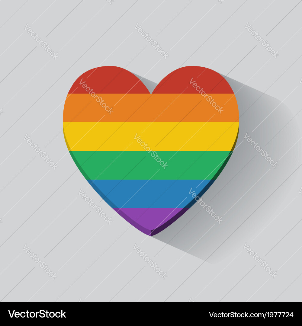 Heart-shaped icon with rainbow flag Royalty Free Vector