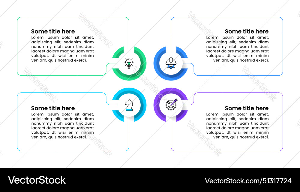 Infographic template 4 line banners with circles Vector Image
