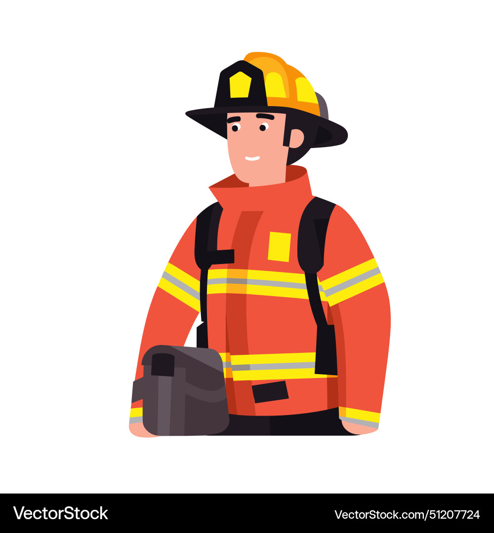 Male firefighter cartoon character standing Vector Image