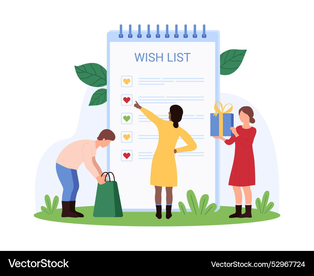 Planning shopping using wishlist purchase planner Vector Image