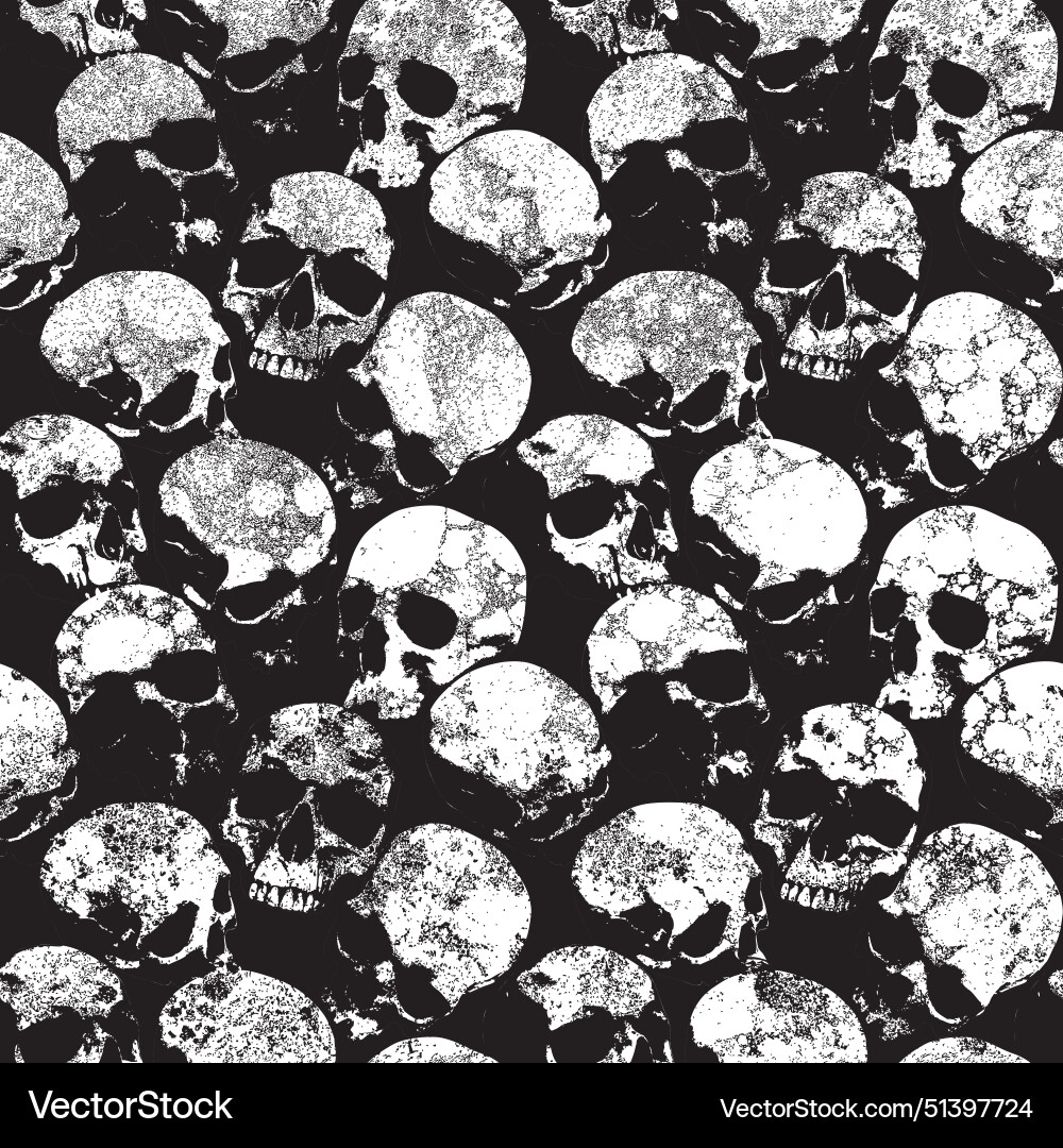 Seamless pattern with human skulls Royalty Free Vector Image