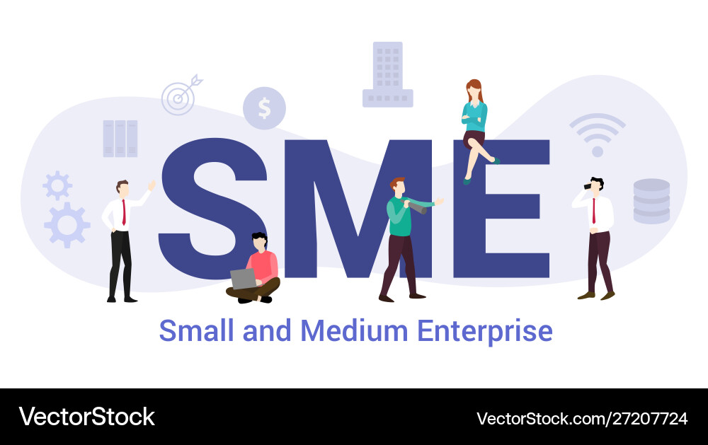 Sme small and medium enterprise concept with big Vector Image