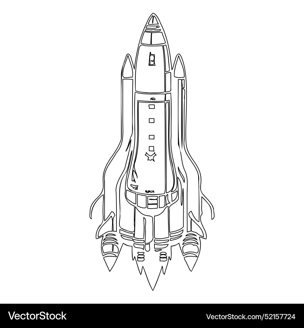 Space shuttle outline sketch Royalty Free Vector Image