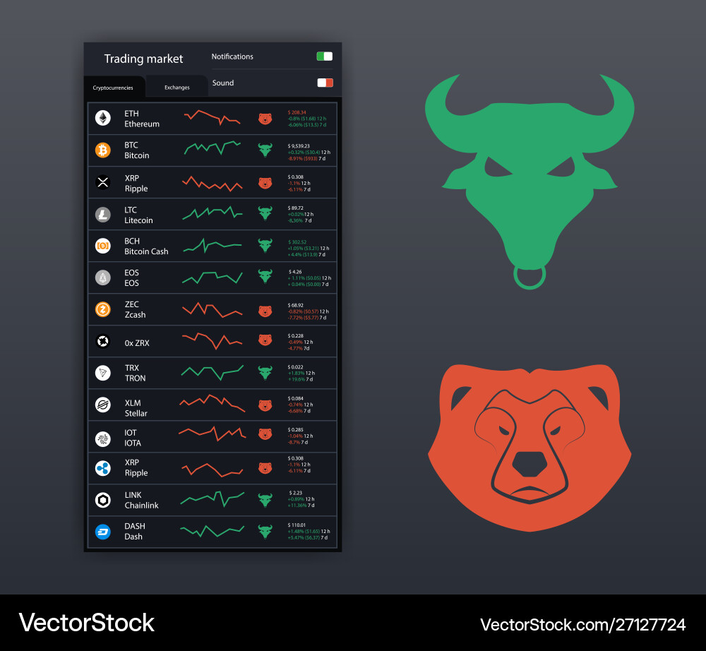 Stock icons bull and bear Royalty Free Vector Image