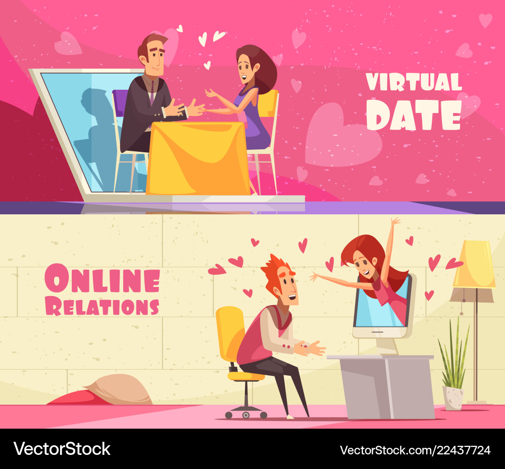 Virtual date horizontal banners Royalty Free Vector Image