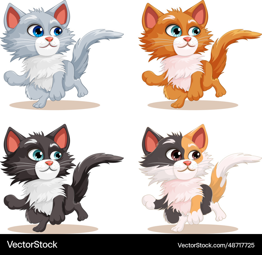 Adorable Cartoon Cats Set Royalty Free Vector Image
