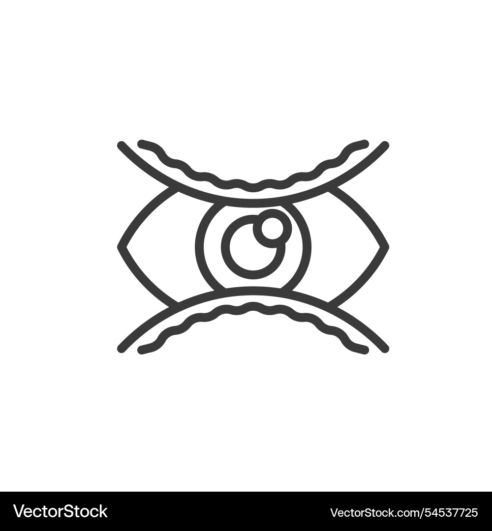Dry eye icon in line design irritation Royalty Free Vector