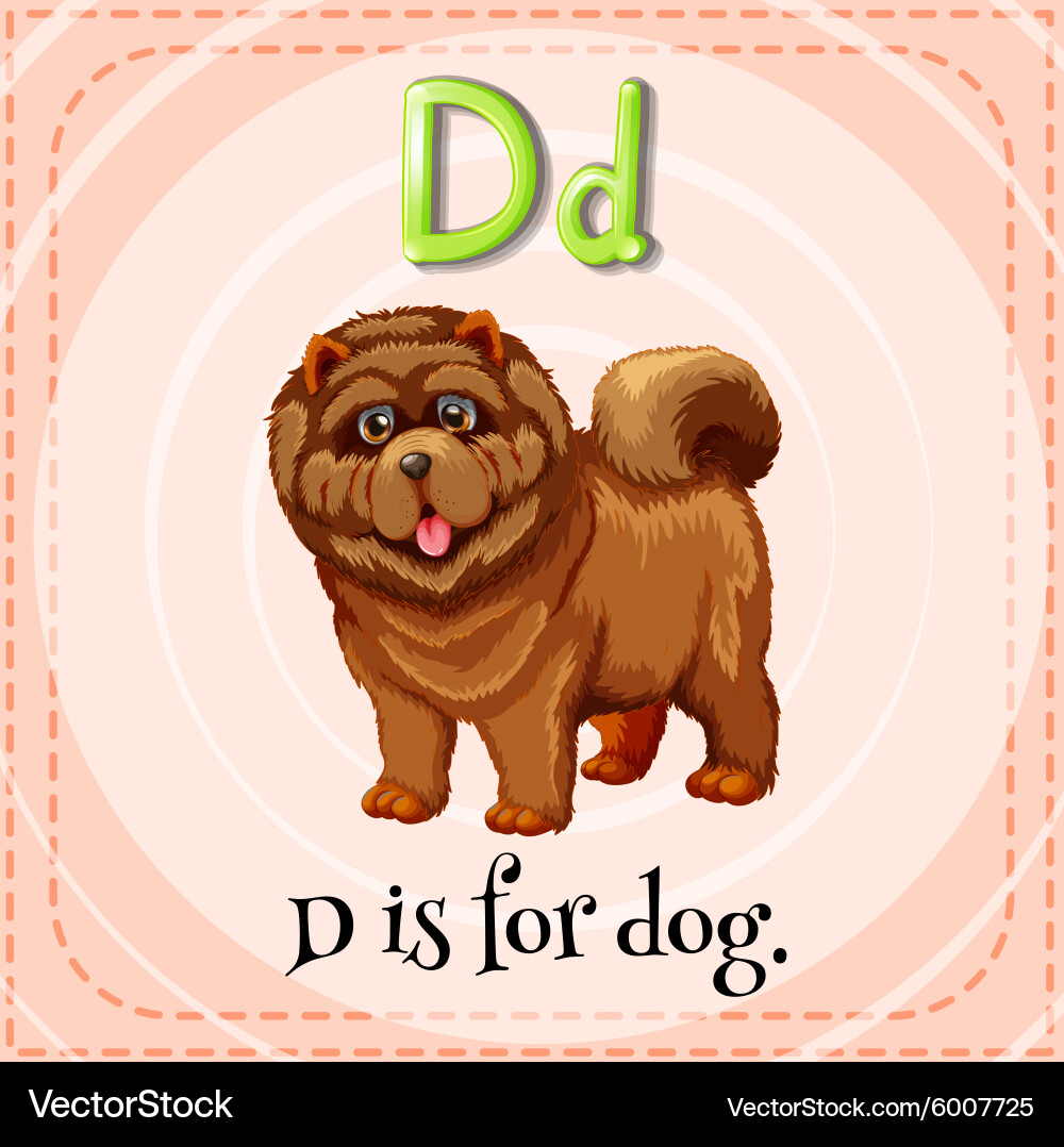 Flashcard letter d is for dog Royalty Free Vector Image