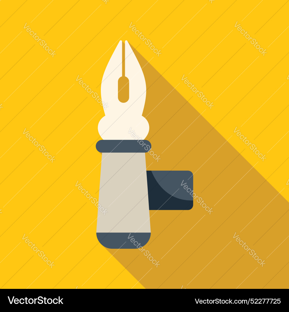 Fountain pen nib drawing writing tool icon flat Vector Image