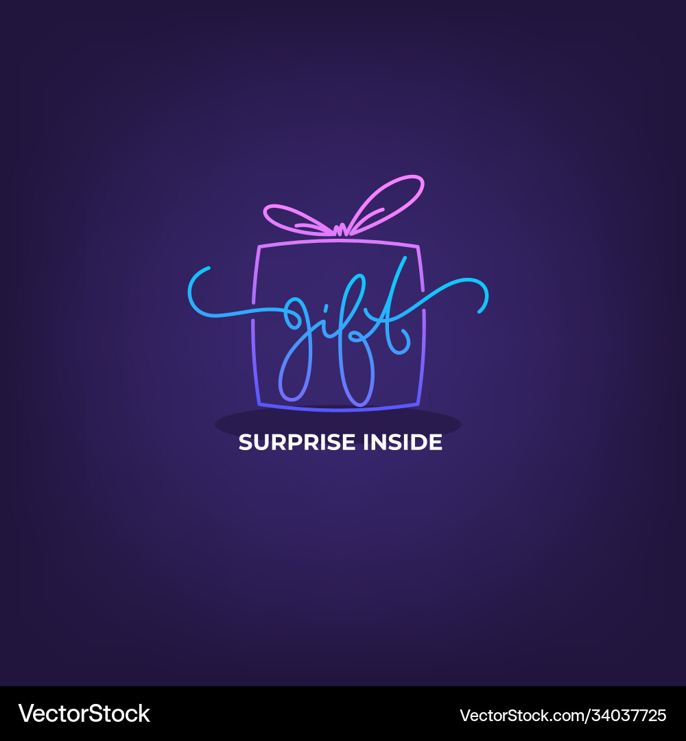Gift and present doodle lettering logo with image Vector Image