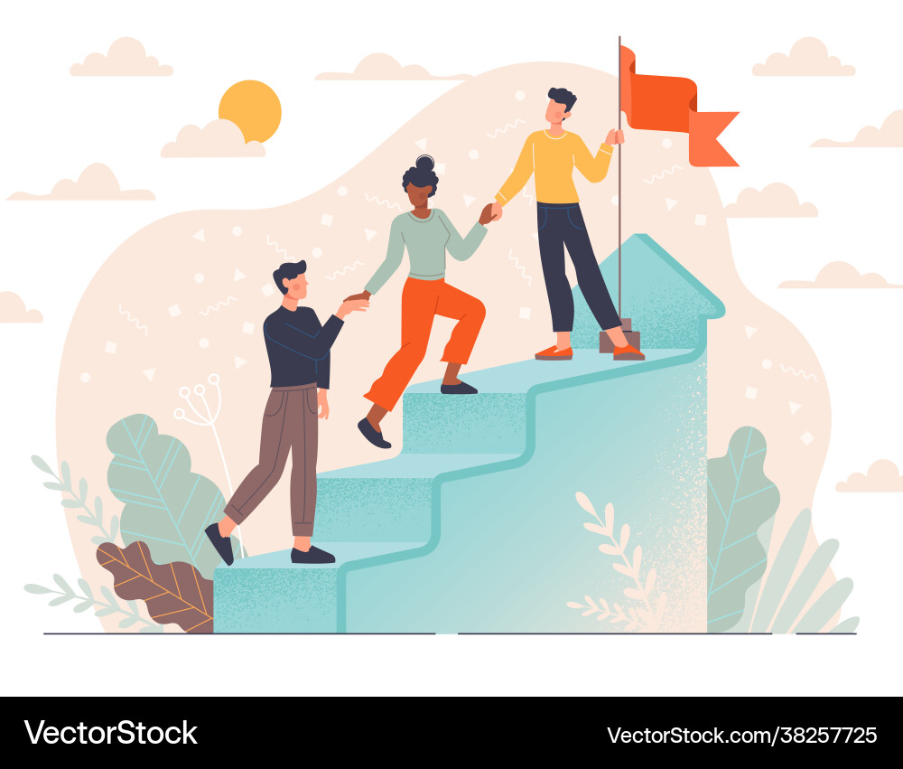 Give support and help each other Royalty Free Vector Image