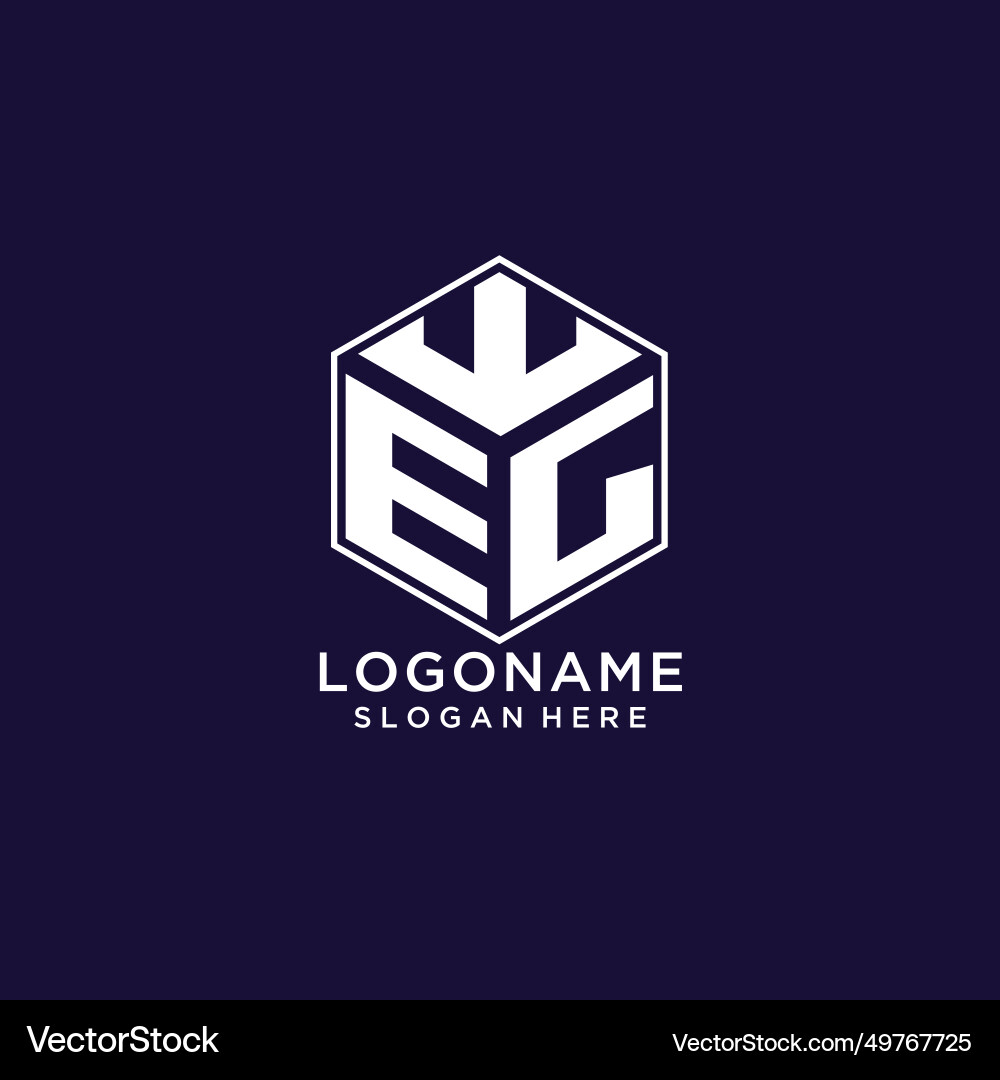Initials eg logo hexagon shape creative geometric Vector Image