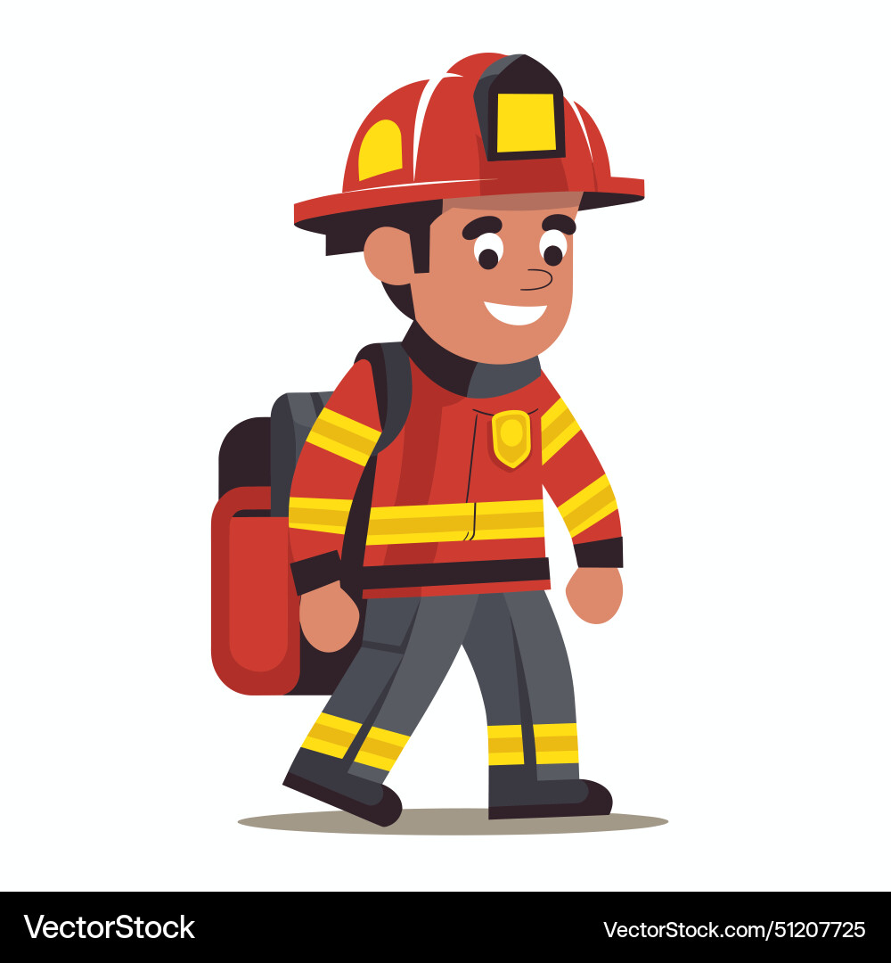 Male firefighter cartoon character smiling Vector Image