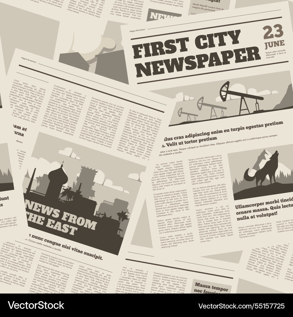 Newspaper pattern seamless print of old retro Vector Image