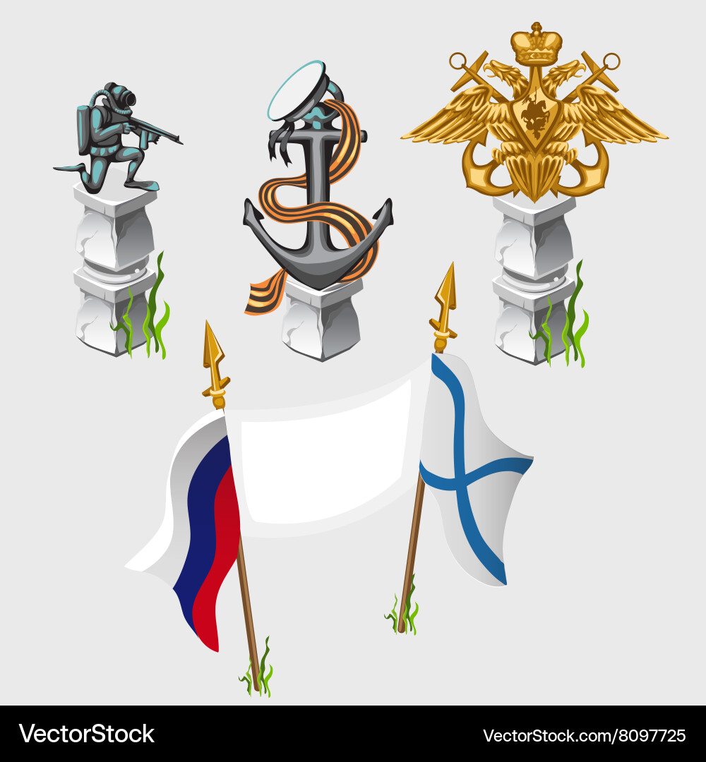 Russian and naval flag emblem symbols monument Vector Image